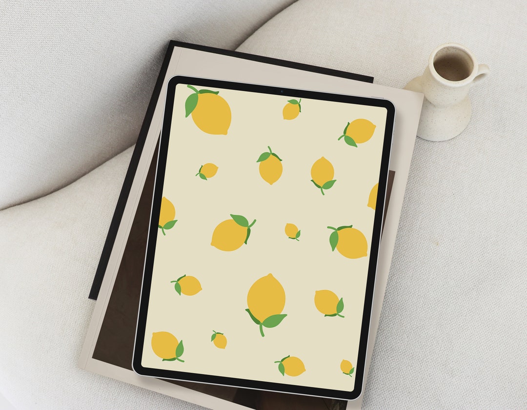 Cute Lemons iPad Wallpaper, Pretty Fruit Pattern Tablet Background ...