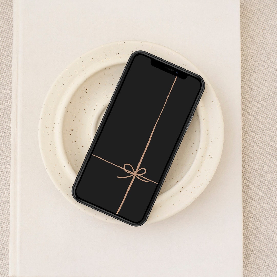 Neutral Ribbon iPhone Wallpaper, Gift Box Phone Wallpaper, Black and ...