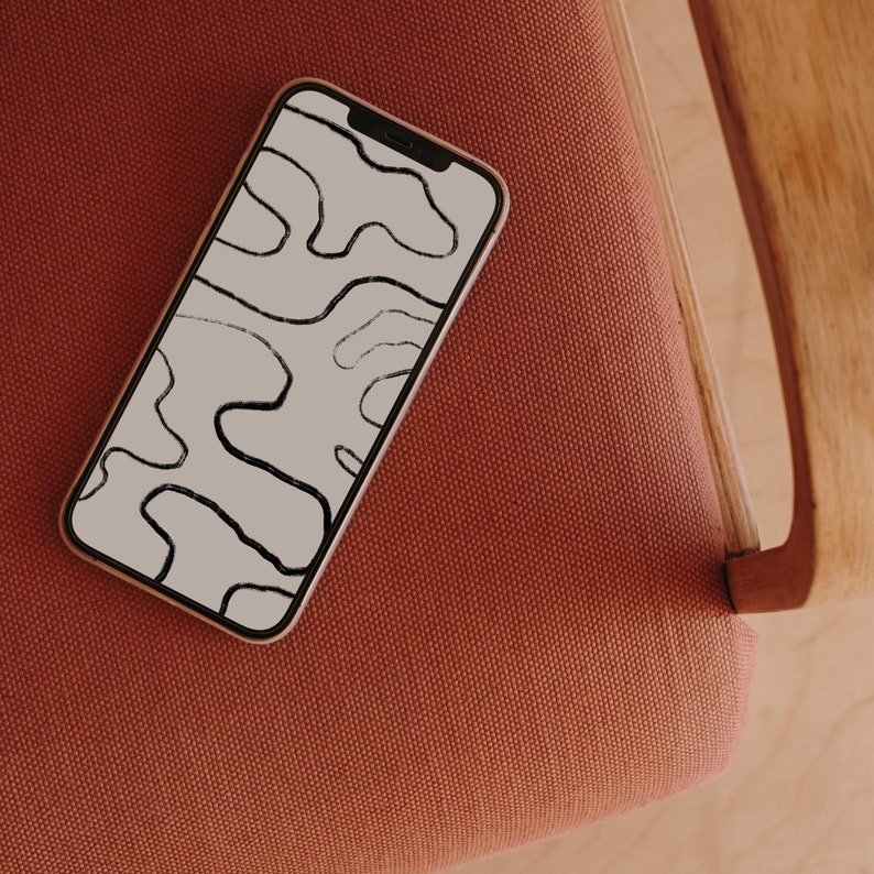 Neutral Lines Phone Wallpaper, Black and Beige iPhone Screen Saver ...