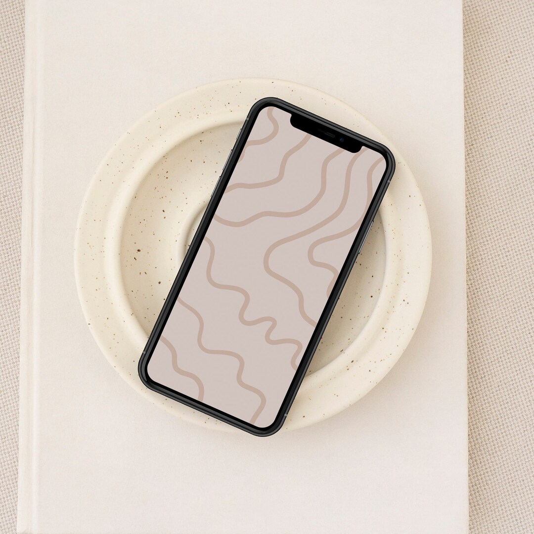 Neutral Mobile Phone Wallpaper, Wiggly Line Art iPhone Screen Saver ...