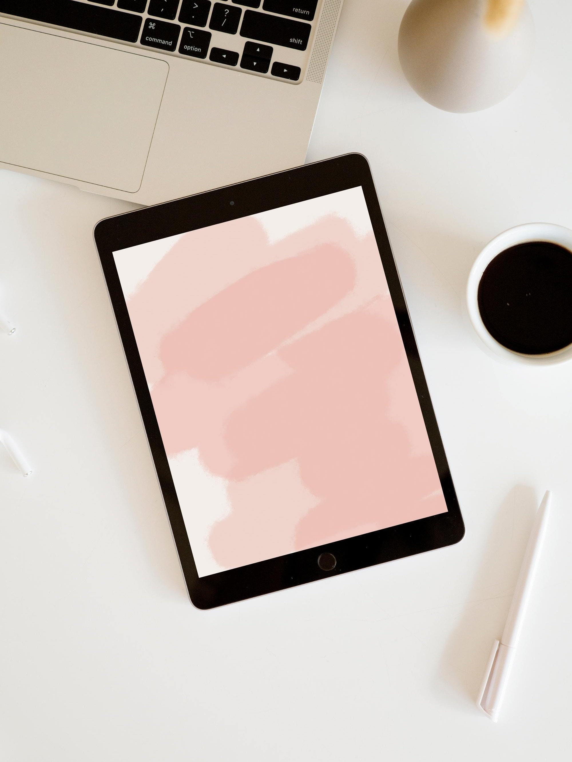 Pink Aesthetic iPad Wallpaper, Paint Brush Strokes Tablet Background ...