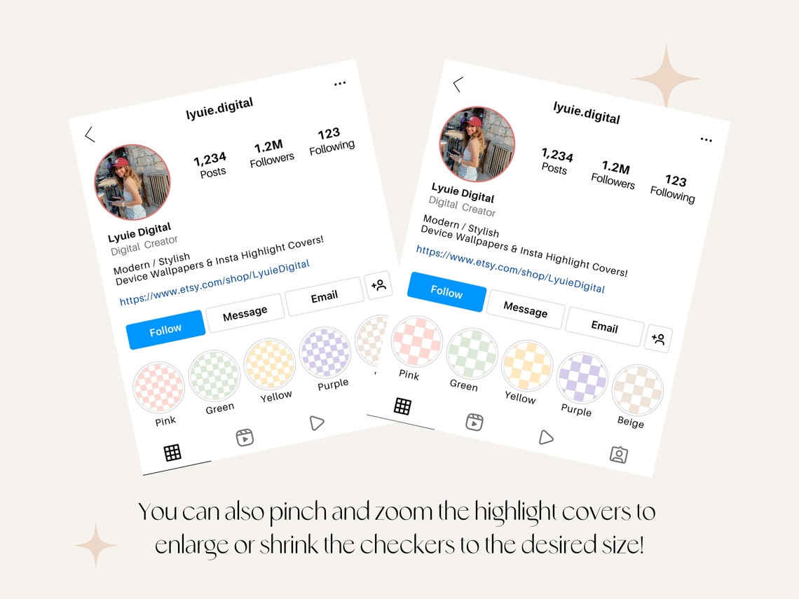 20 Pastel Checkered Instagram Highlight Covers, Minimal Checked IG ...