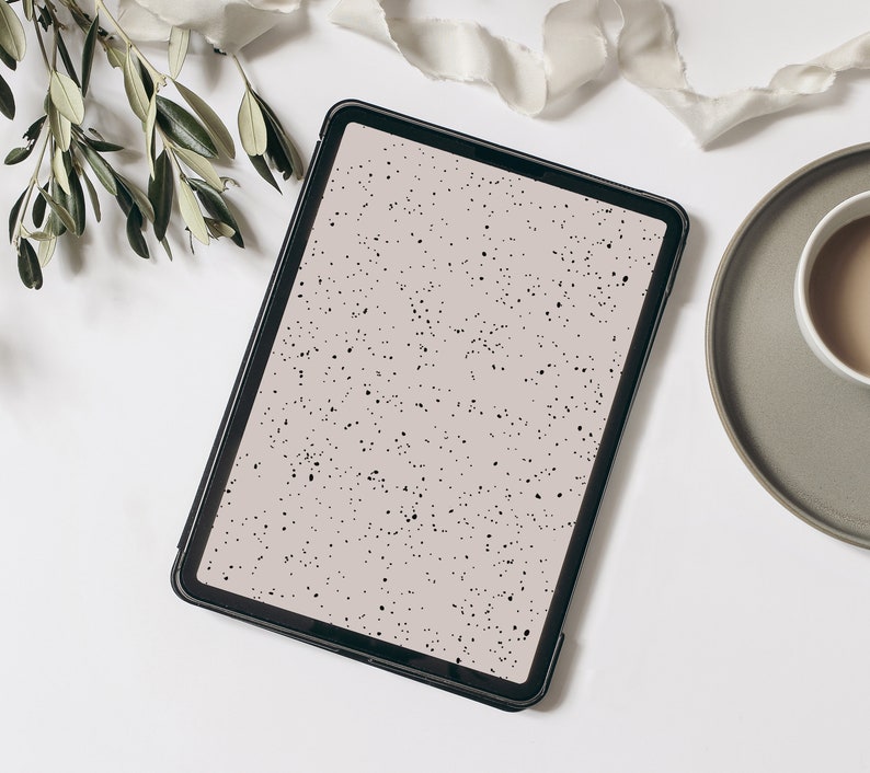 Neutral Aesthetic iPad Wallpaper, Beige Dotted Marble Pattern Tablet ...