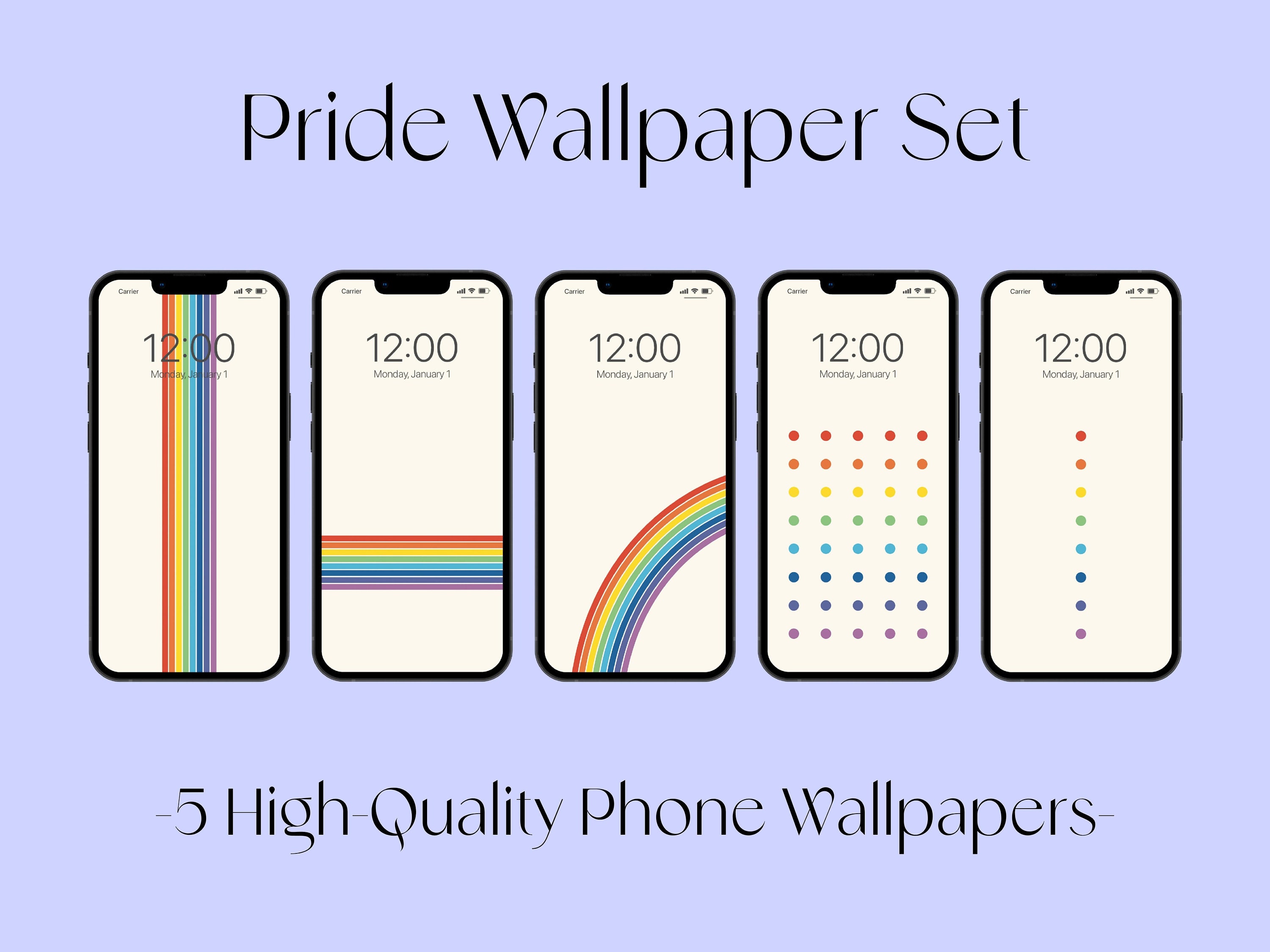 Rainbow Phone Wallpaper Set of 5, Pride iPhone Background Bundle ...