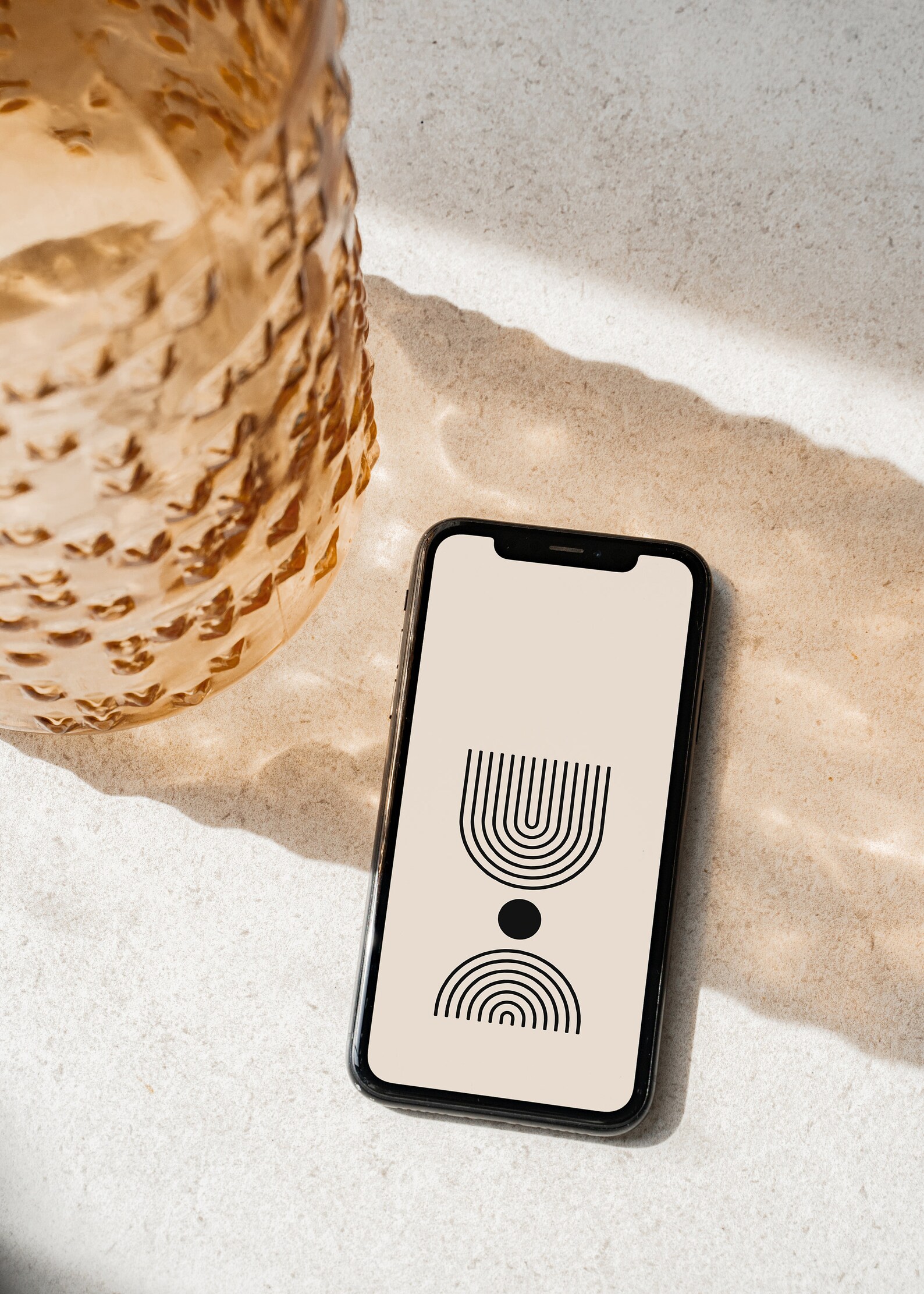 Black and Beige Mid Century Modern Mobile Phone Wallpapers, Neutral ...