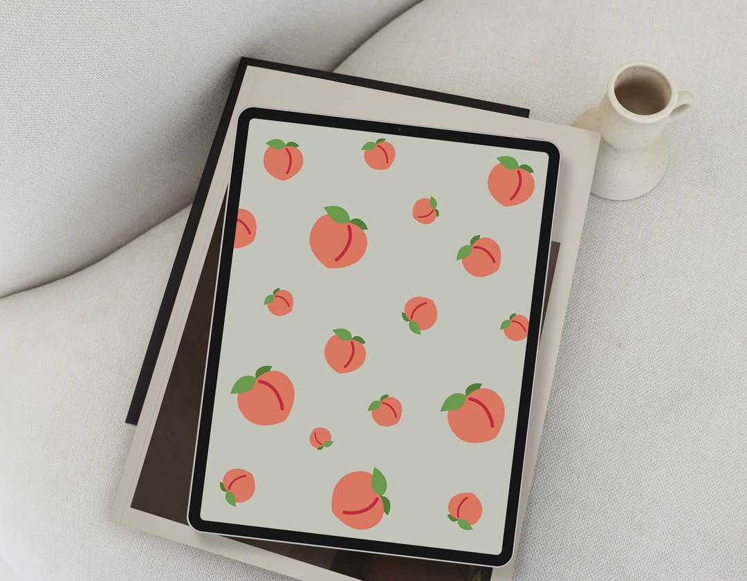 Cute Peach iPad Wallpaper, Fruit Pattern Tablet Background, Fresh ...