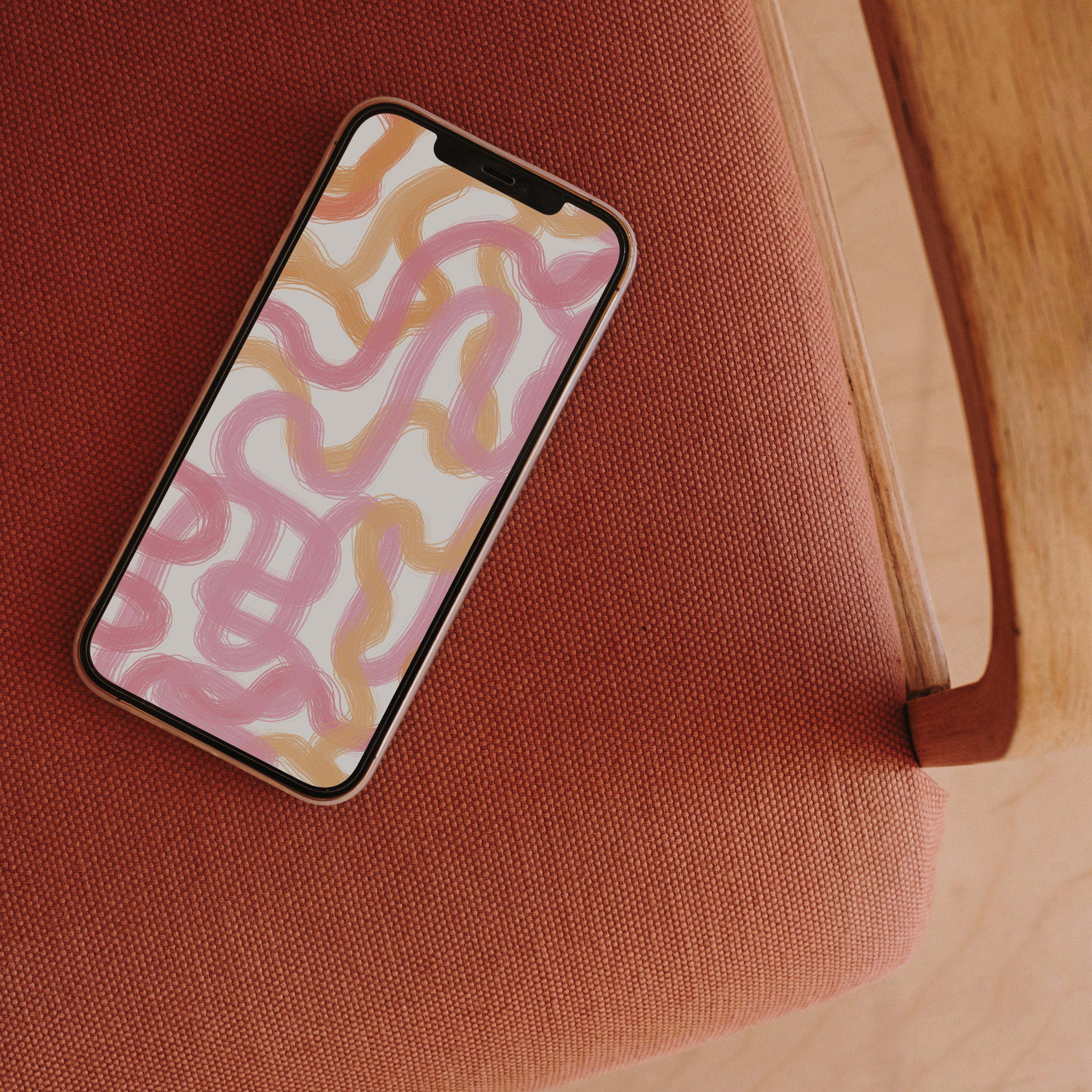 Pink Orange Wavy iPhone Wallpaper, Handpainted Waves Phone Wallpaper ...