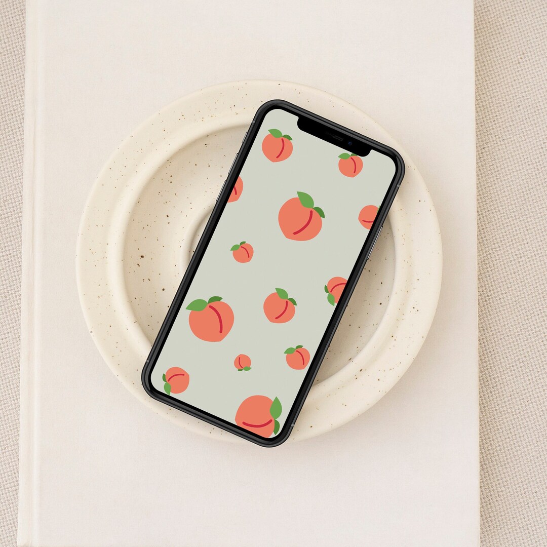 Cute Peach iPhone Wallpaper, Fruit Pattern Phone Wallpaper, Peaches ...