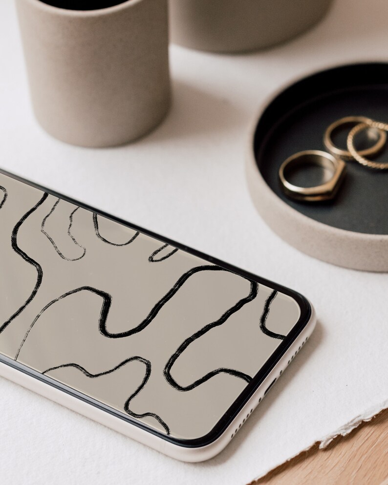 Neutral Lines Phone Wallpaper, Black and Beige iPhone Screen Saver ...