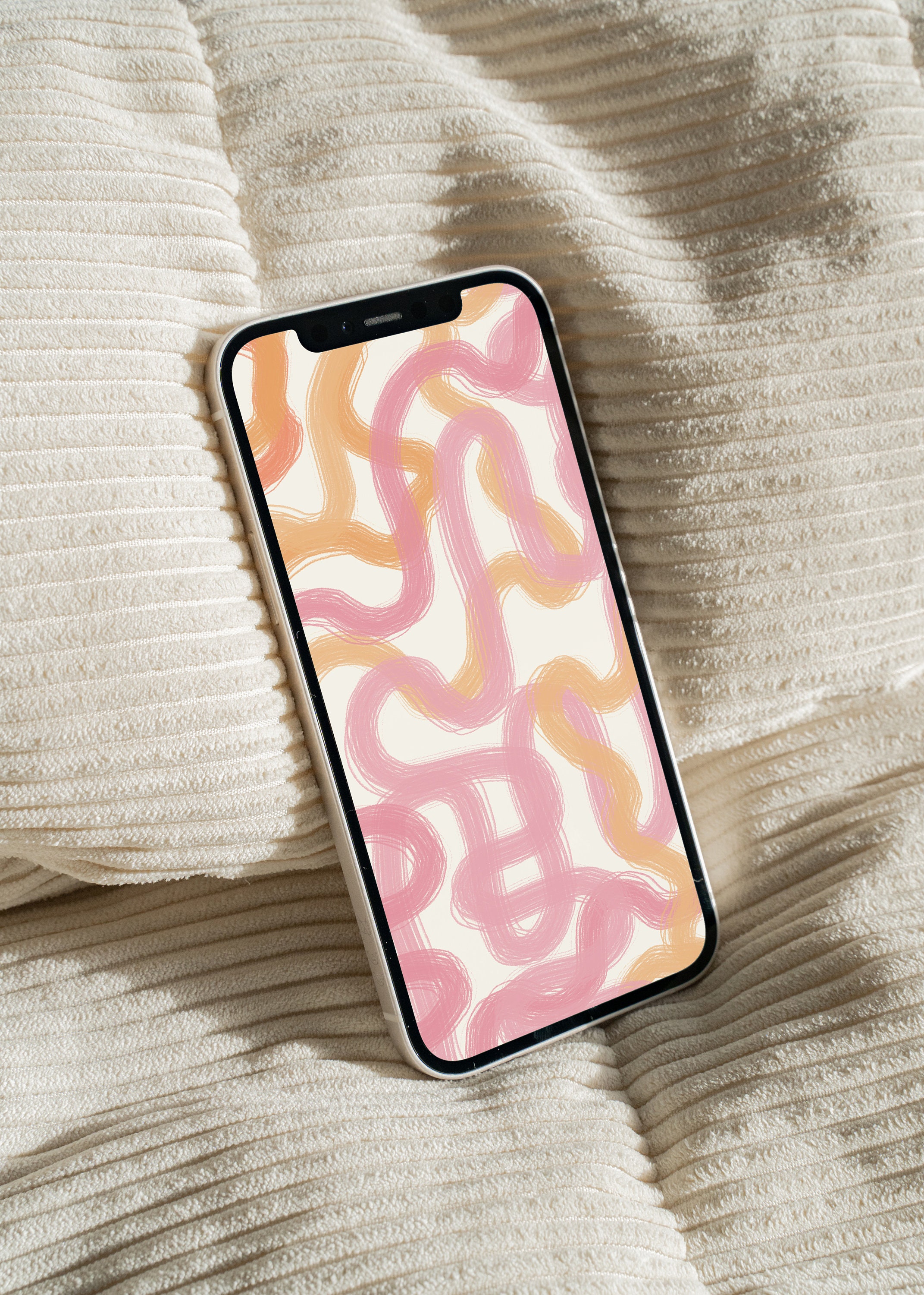 Pink Orange Wavy iPhone Wallpaper, Handpainted Waves Phone Wallpaper ...