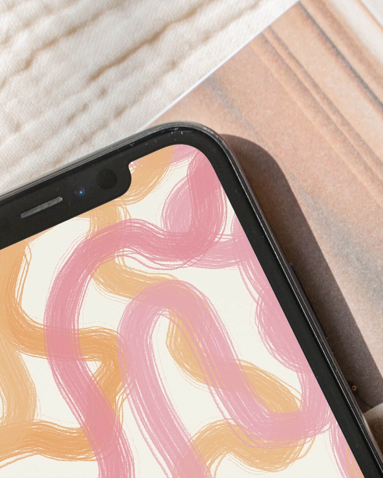 Pink Orange Wavy iPhone Wallpaper, Handpainted Waves Phone Wallpaper ...