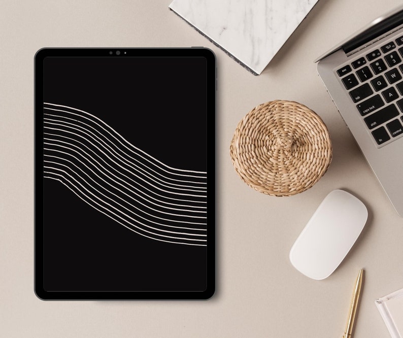 Black Aesthetic iPad Wallpaper, Neutral Beige Tablet Lock Screen, Beige ...