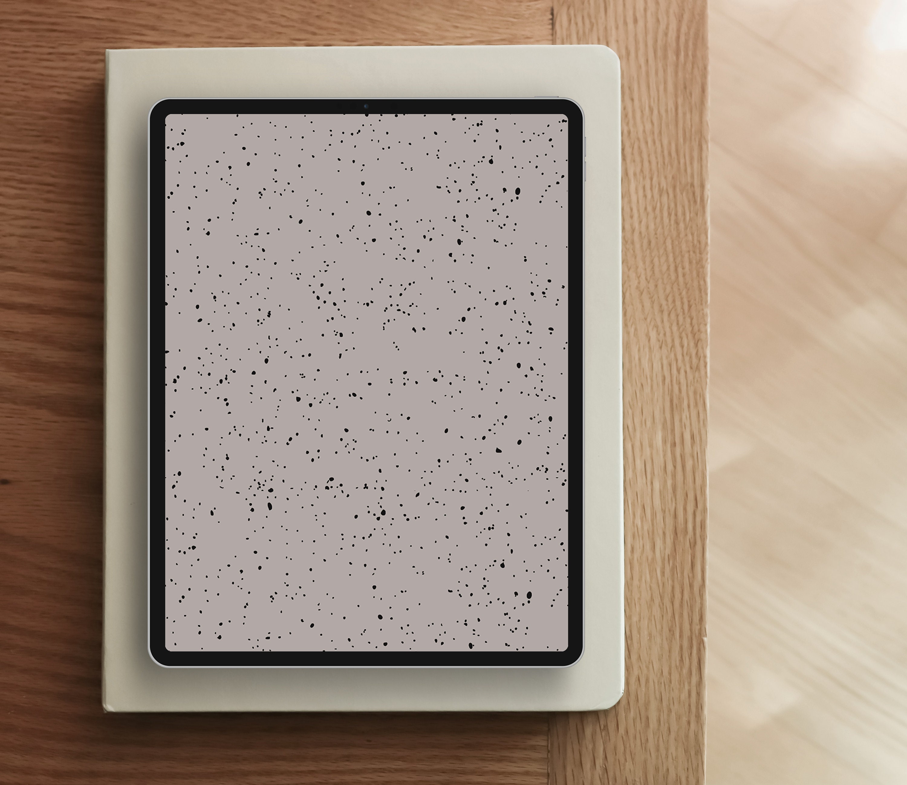 Neutral Aesthetic iPad Wallpaper, Beige Dotted Marble Pattern Tablet ...
