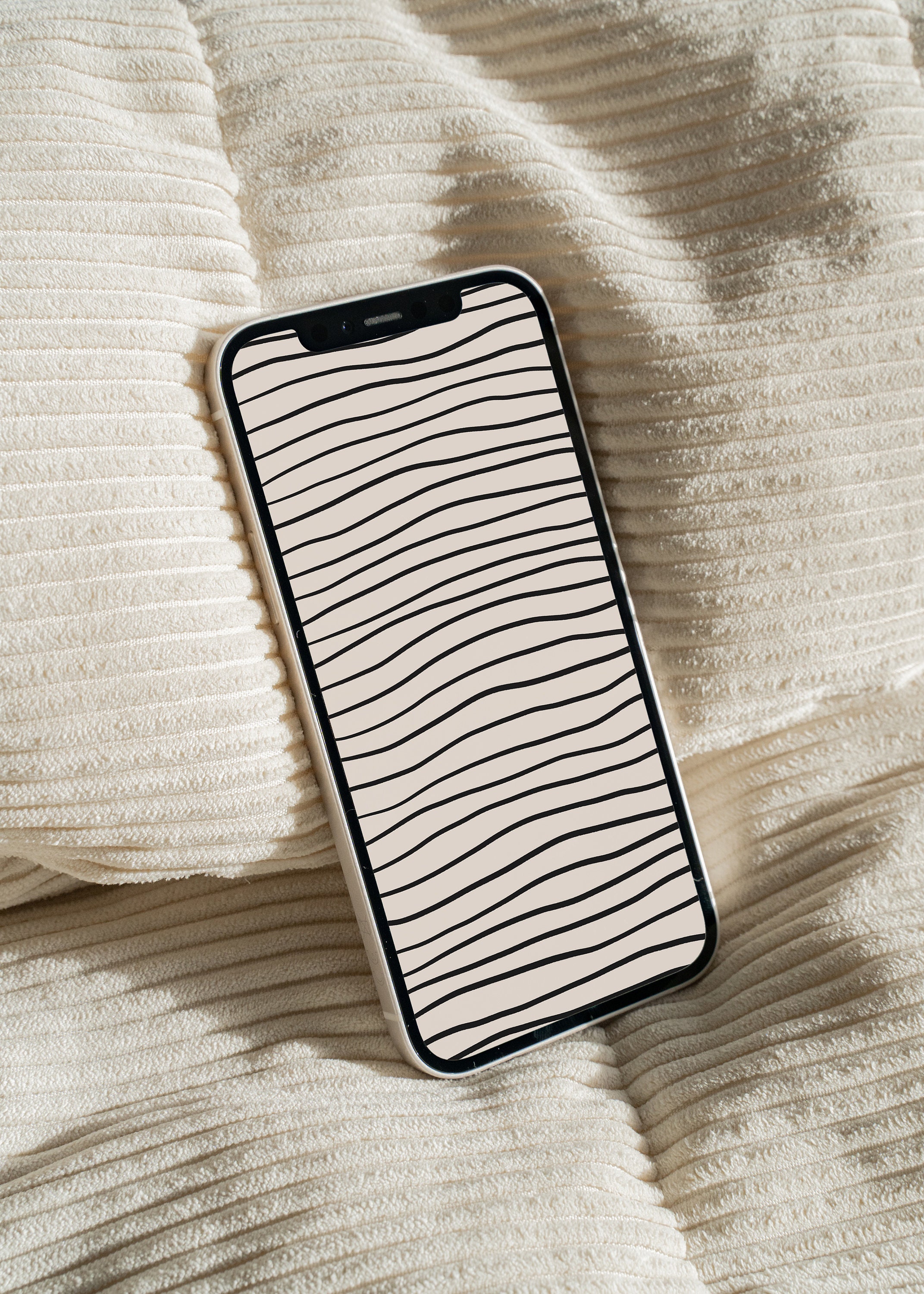 Neutral Handdrawn Lines iPhone Background, Beige and Black Lined Phone ...