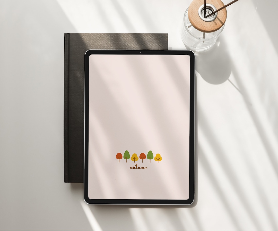 Aesthetic Autumn iPad Wallpaper, Cute Trees Pink Tablet Background ...