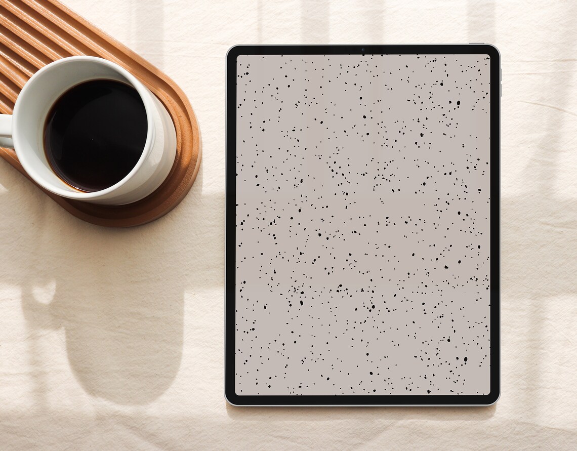 Neutral Aesthetic iPad Wallpaper, Beige Dotted Marble Pattern Tablet ...