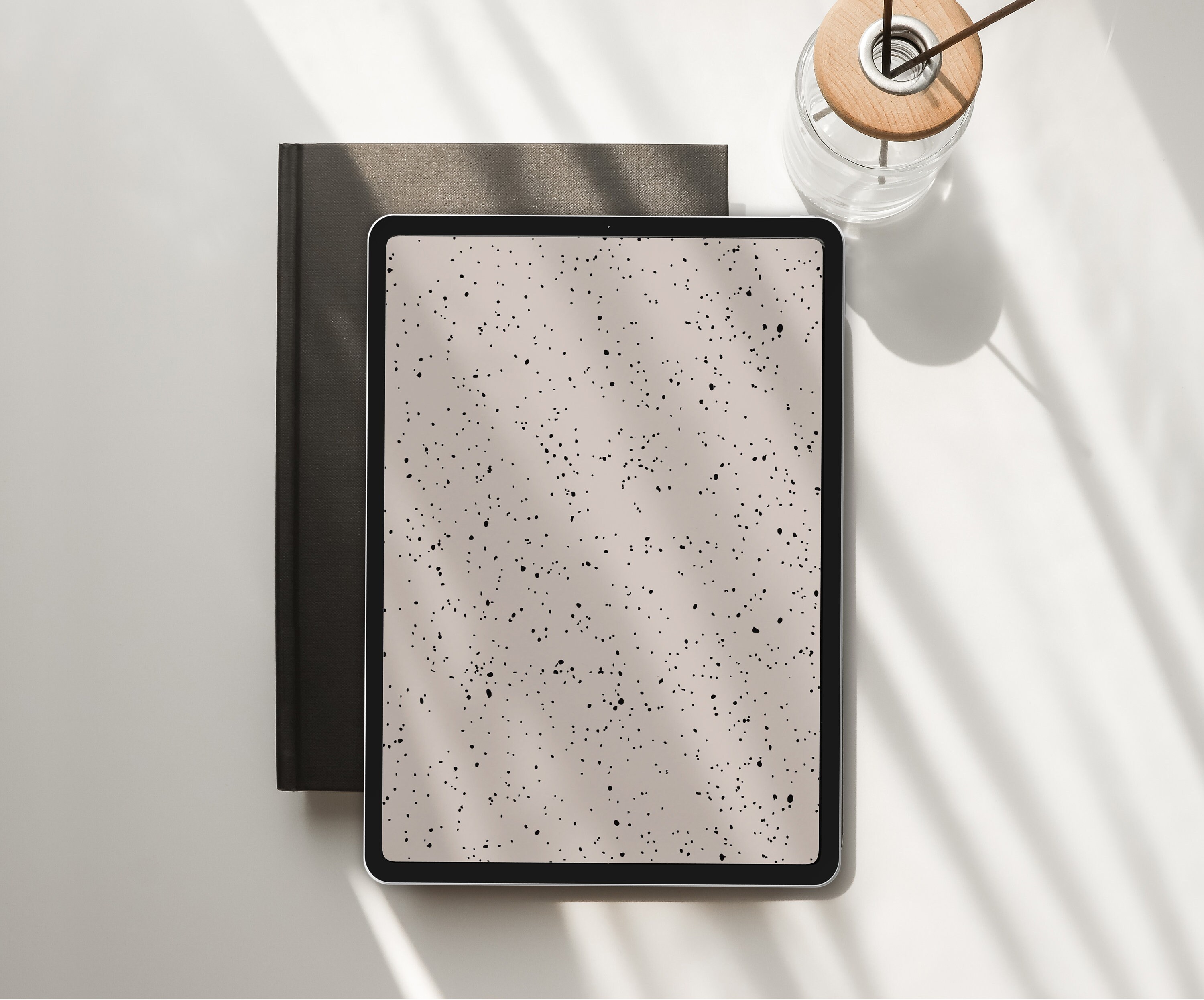 Neutral Aesthetic iPad Wallpaper, Beige Dotted Marble Pattern Tablet ...