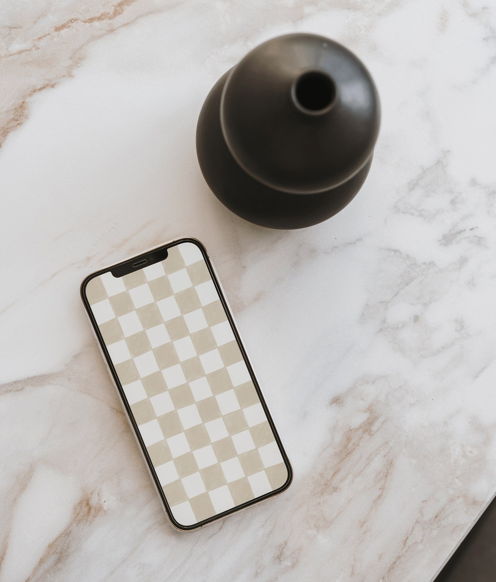 Beige Checkered Retro Phone Wallpaper Soft Creamy Handpainted - Etsy