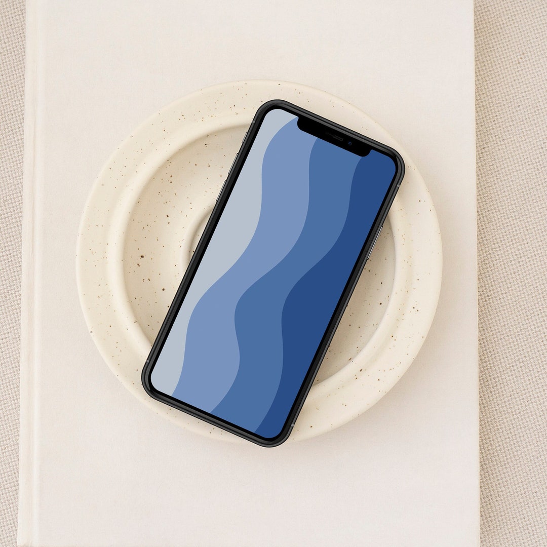 Indigo Blue Wavy iPhone Wallpaper, Sea Waves Phone Wallpaper, Royal ...