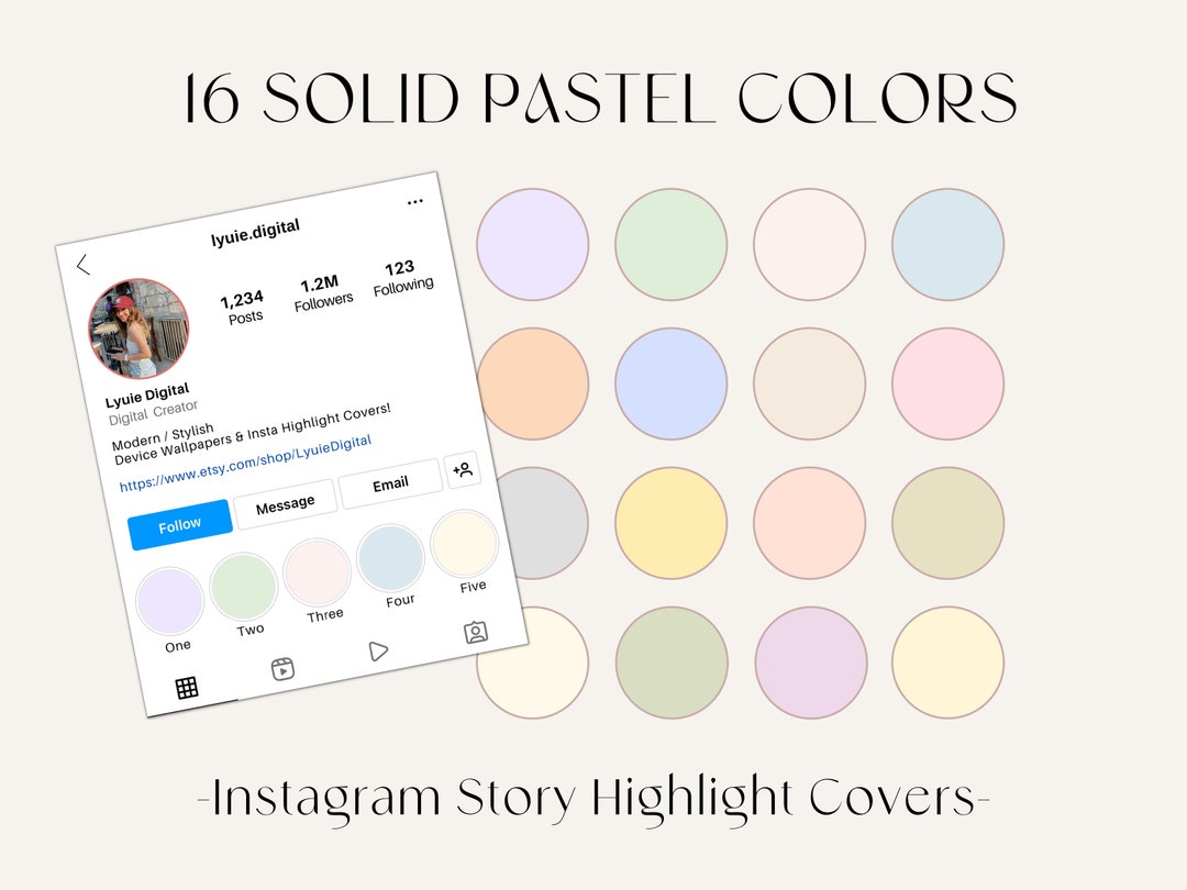 16 Solid Pastel Colors Instagram Highlight Covers, Minimal IG Story ...