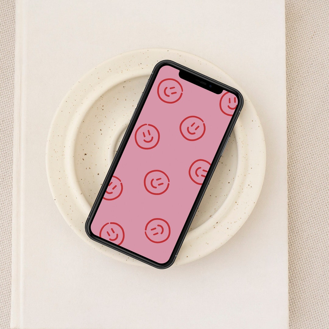 Pink Smiley Phone Wallpaper, Dark Pink Smiling Faces iPhone Wallpaper ...