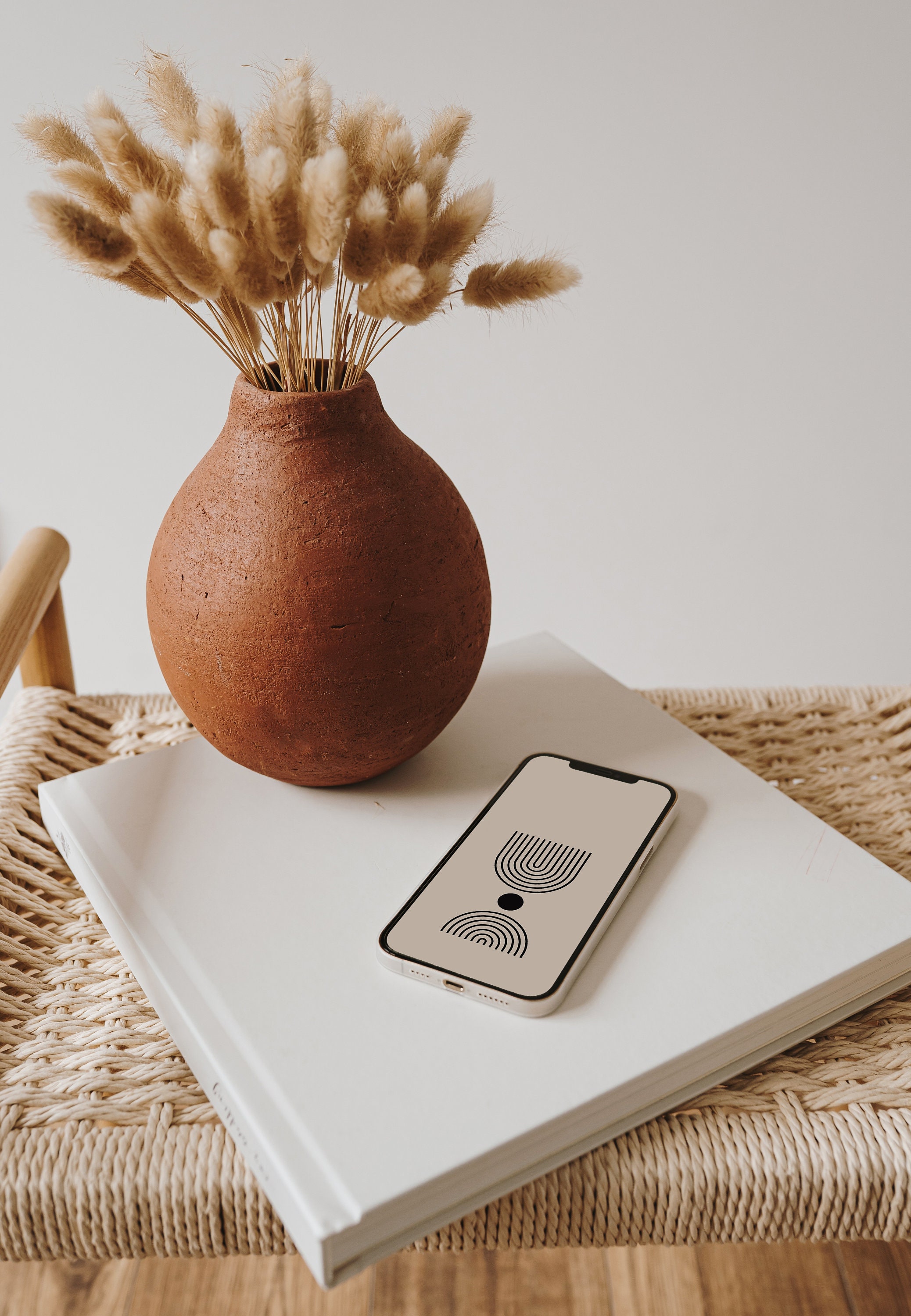 Black and Beige Mid Century Modern Mobile Phone Wallpapers, Neutral ...