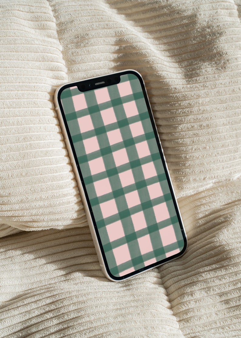 Pink Green Checked iPhone Wallpaper, Pastel Pink Plaid Phone Wallpaper ...