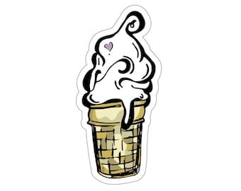 Ice Cream Cone Sticker, Happy Ice Cream Cone, Ice Cream, Vinyl, Smiling ...
