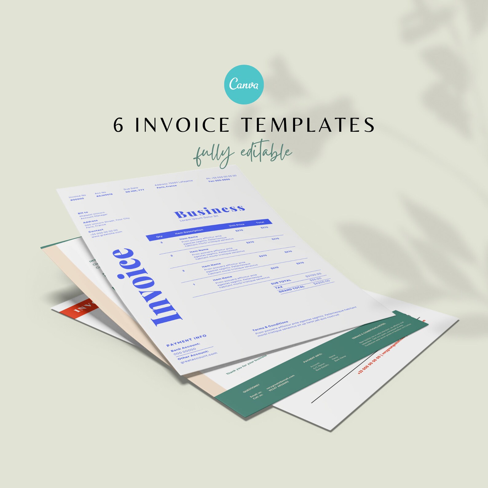 Small Business Invoice Template, Minimalist Business Invoice, Canva ...