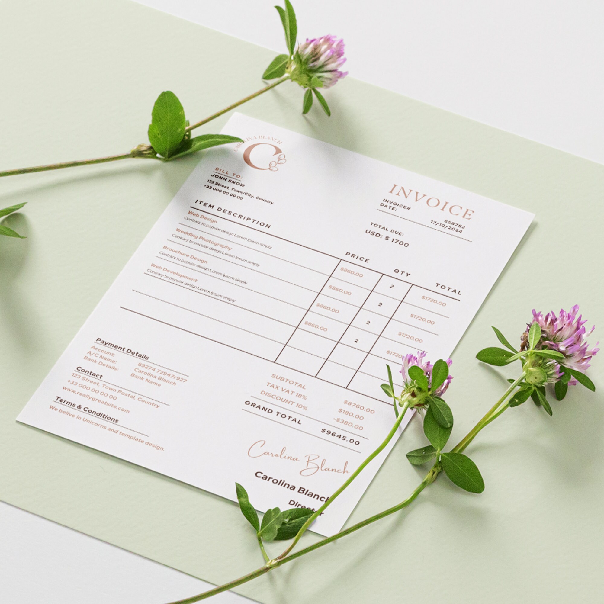 Small Business Invoice Template, Minimalist Business Invoice, Canva ...
