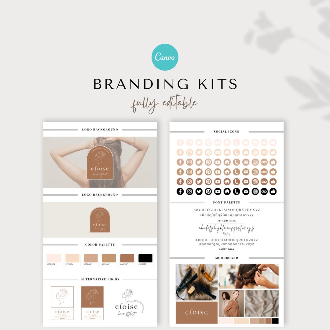 Logo Set Template Canva, Beauty Branding Kit, Small Business Branding ...
