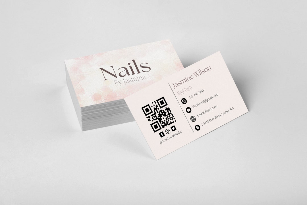 Nail Tech Business Card Template Pink Business Card for Nail Tech Small ...