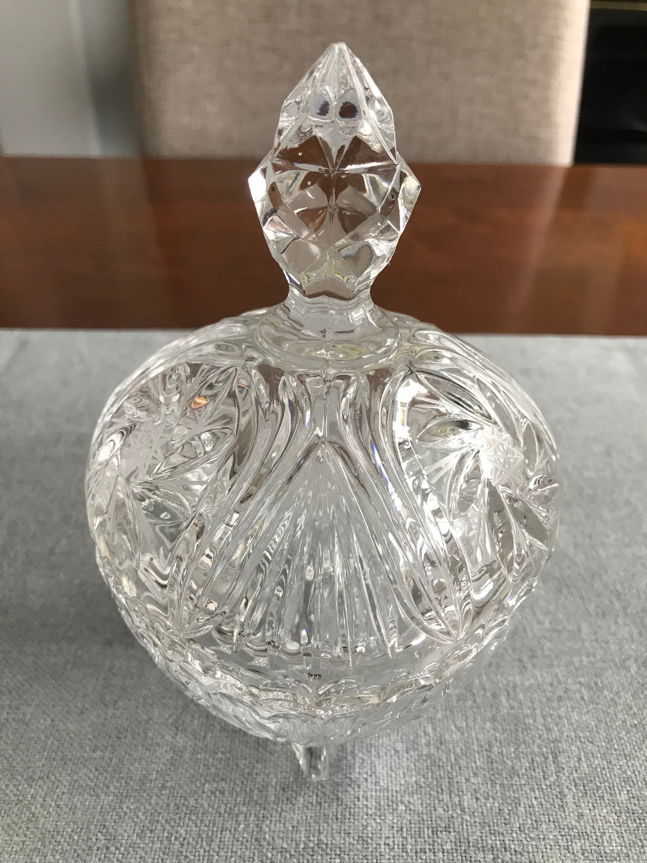 Vintage Lead Crystal Pinwheel Pattern Three Footed Candy Dish With Lid ...