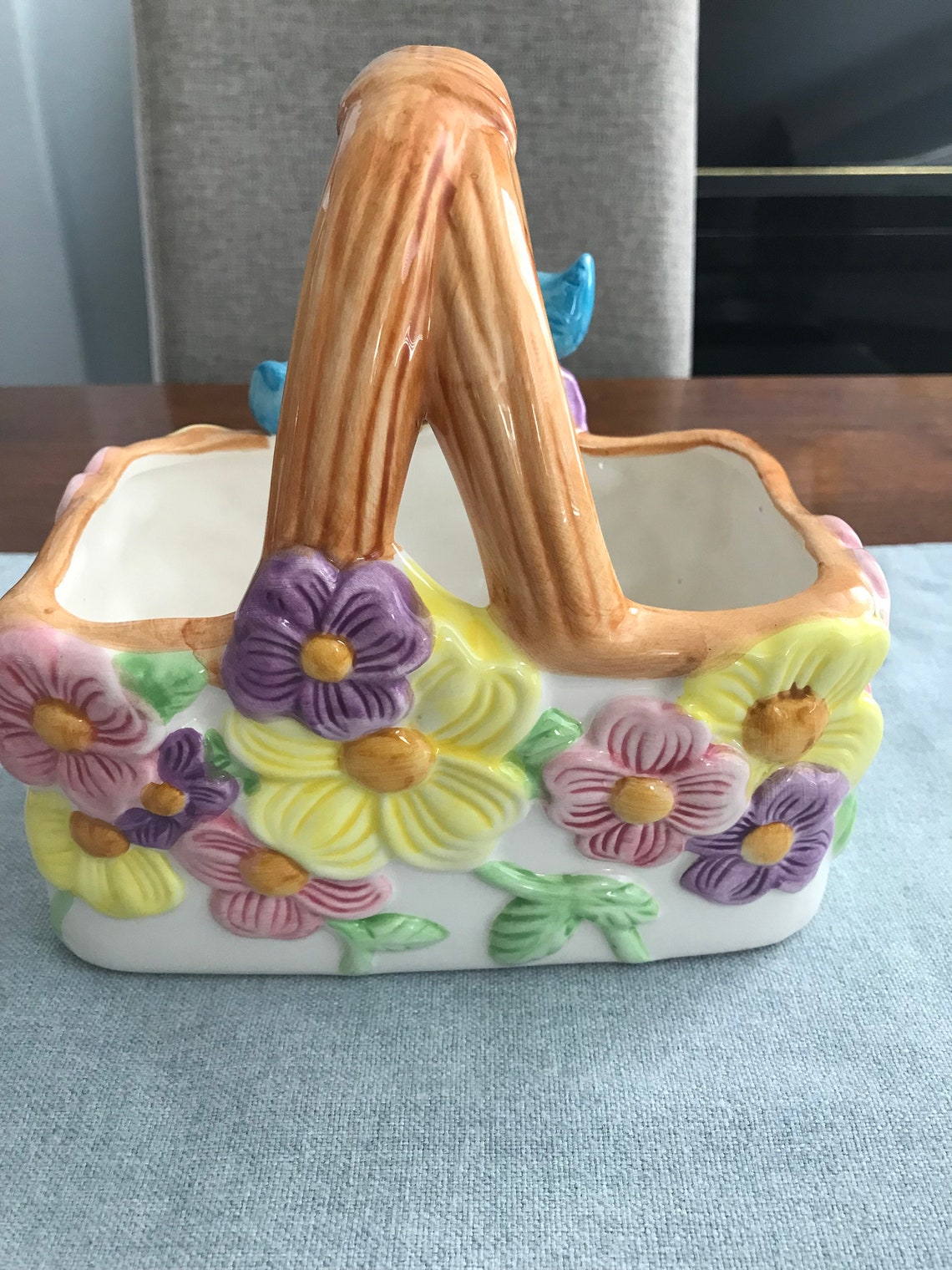 Vintage Teleflora Ceramic Spring Basket With Birds and Flowers - Etsy
