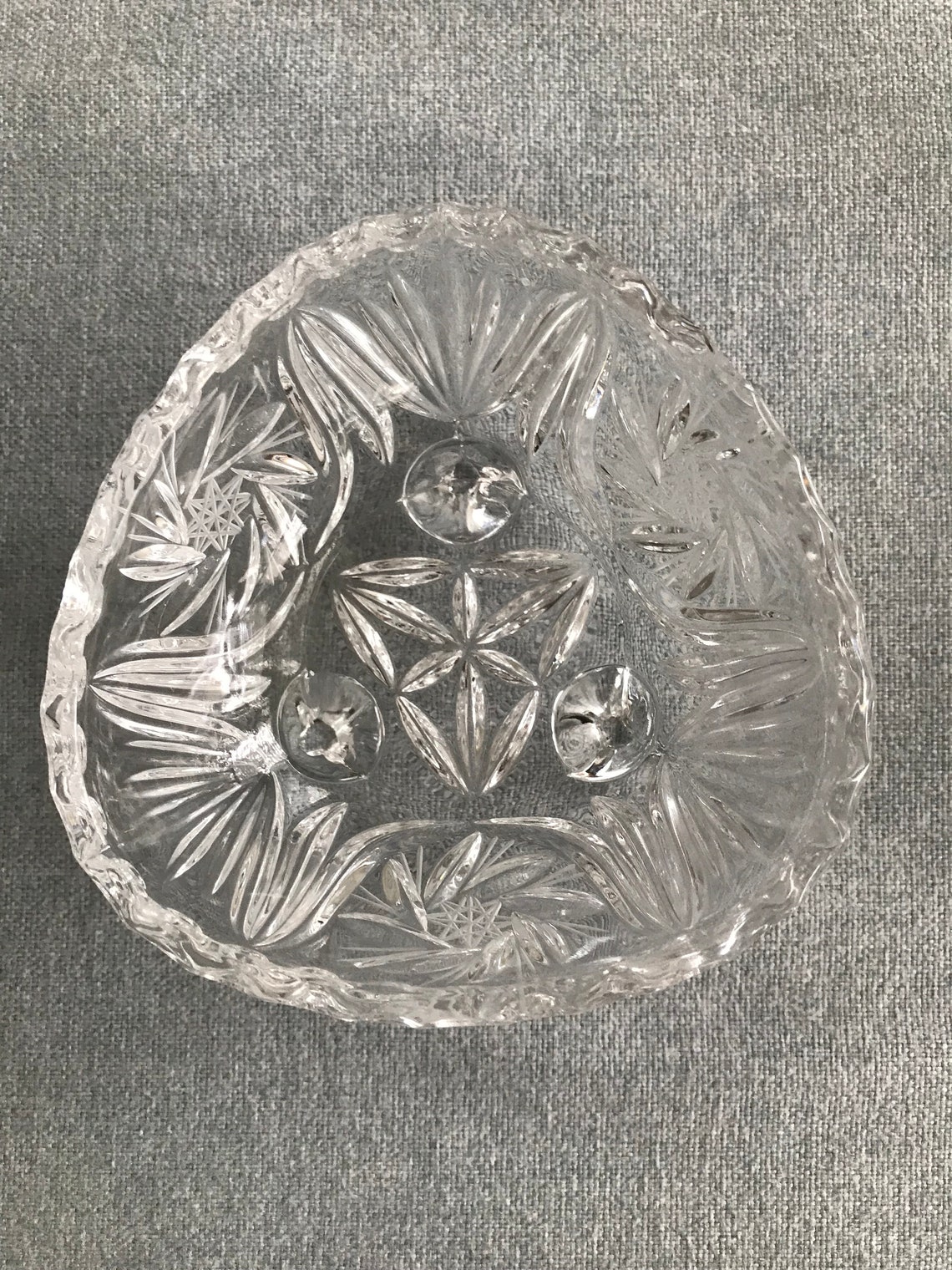 Vintage Lead Crystal Pinwheel Pattern Three Footed Candy Dish With Lid ...