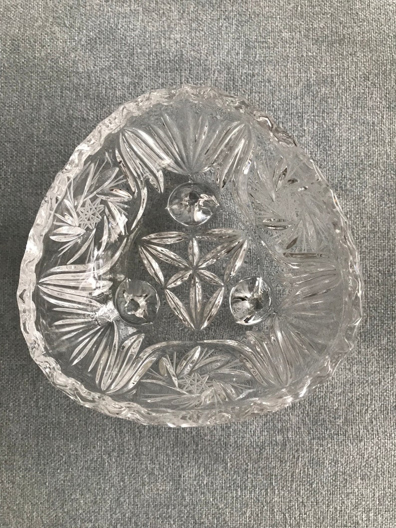 Vintage Lead Crystal Pinwheel Pattern Three Footed Candy Dish With Lid ...