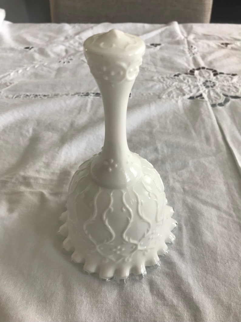 Vintage Fenton Milk Glass Silver Crest Spanish Lace Bell - Etsy