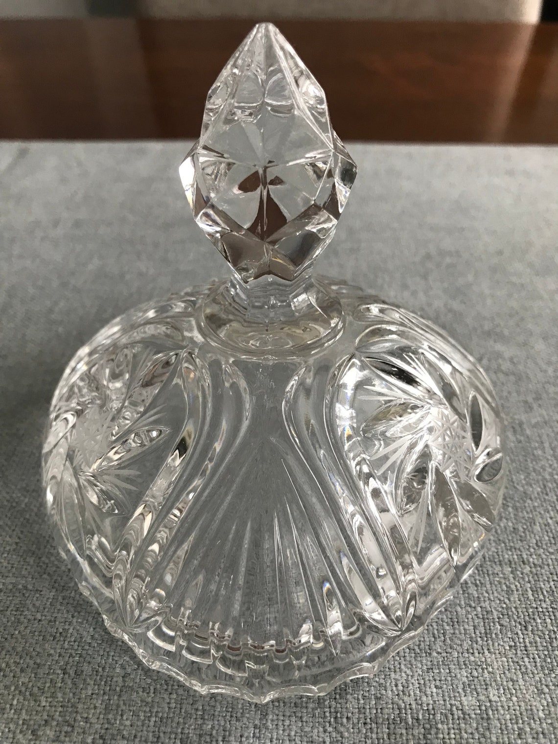 Vintage Lead Crystal Pinwheel Pattern Three Footed Candy Dish With Lid ...