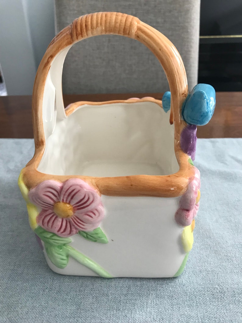 Vintage Teleflora Ceramic Spring Basket With Birds and Flowers - Etsy