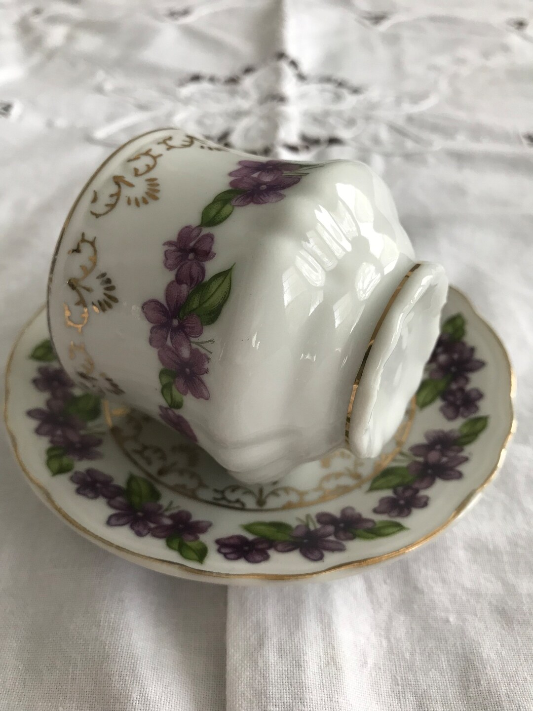 Vintage Inarco Japan Purple Violets Demitasse Teacup With Saucer - Etsy