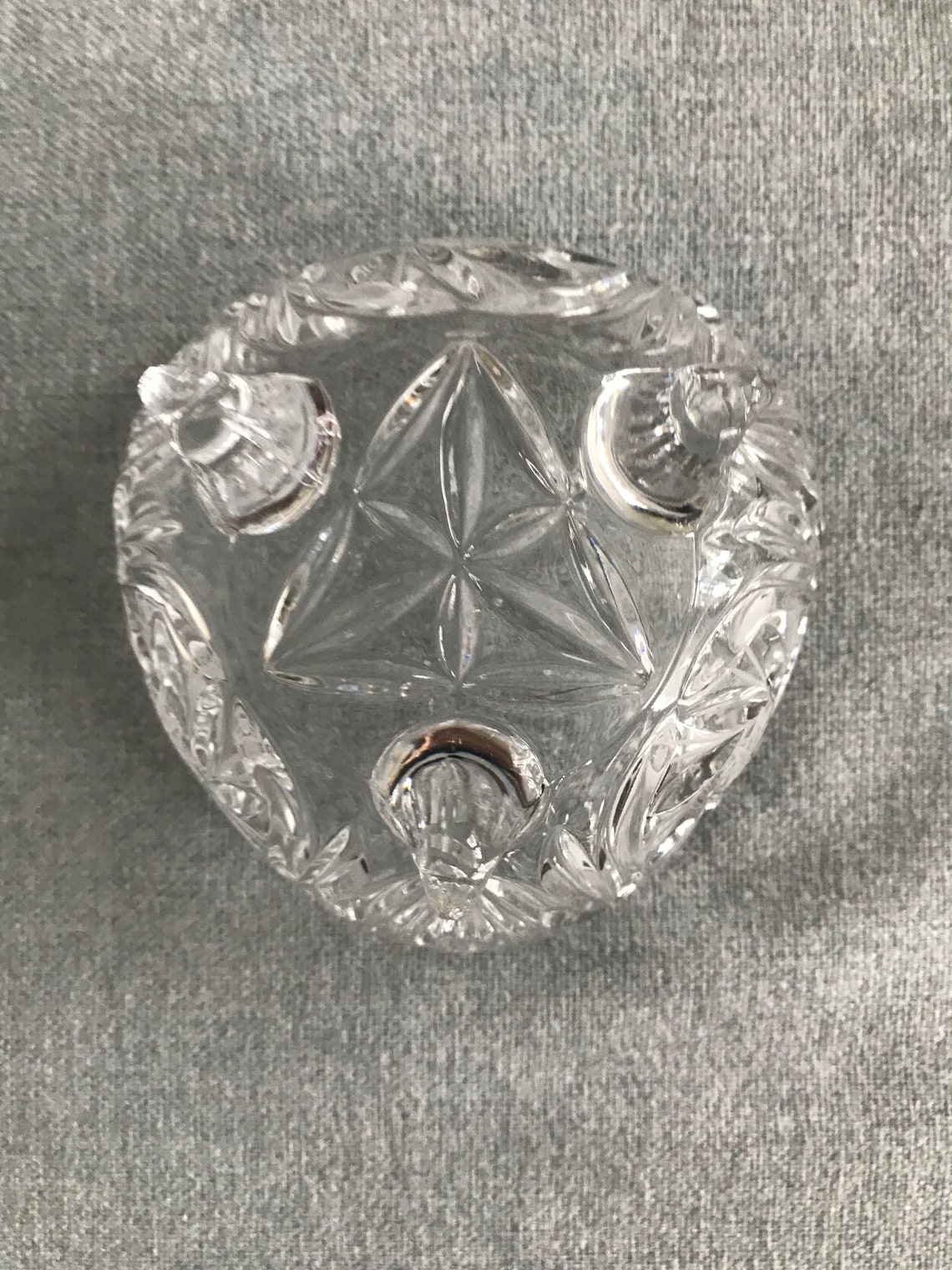 Vintage Lead Crystal Pinwheel Pattern Three Footed Candy Dish With Lid ...