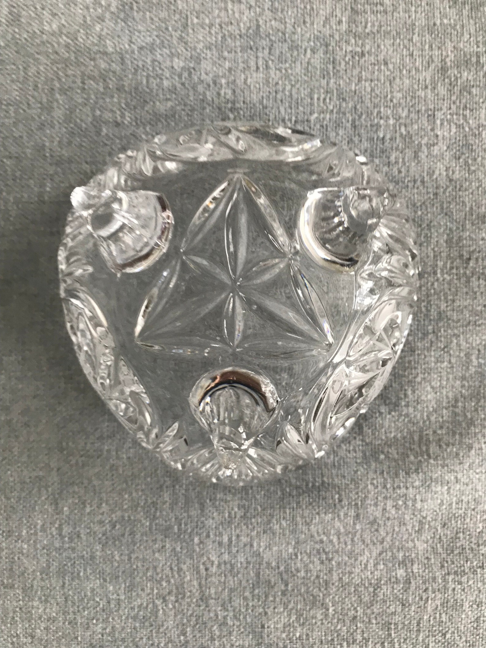 Vintage Lead Crystal Pinwheel Pattern Three Footed Candy Dish With Lid ...