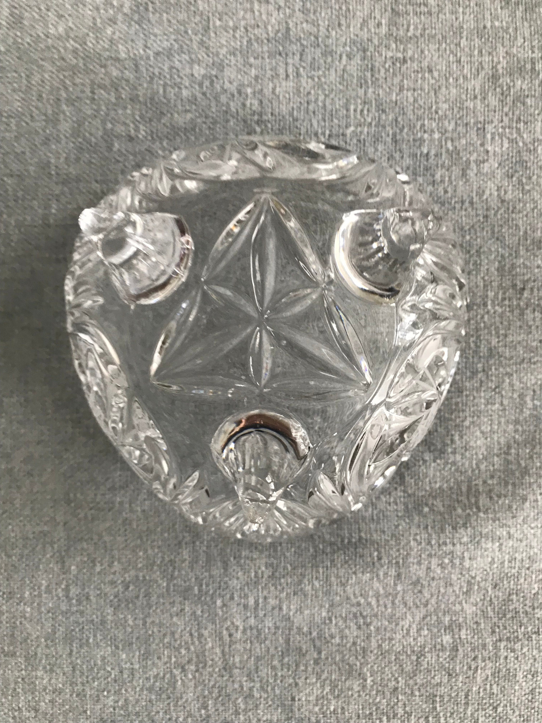 Vintage Lead Crystal Pinwheel Pattern Three Footed Candy Dish With Lid ...