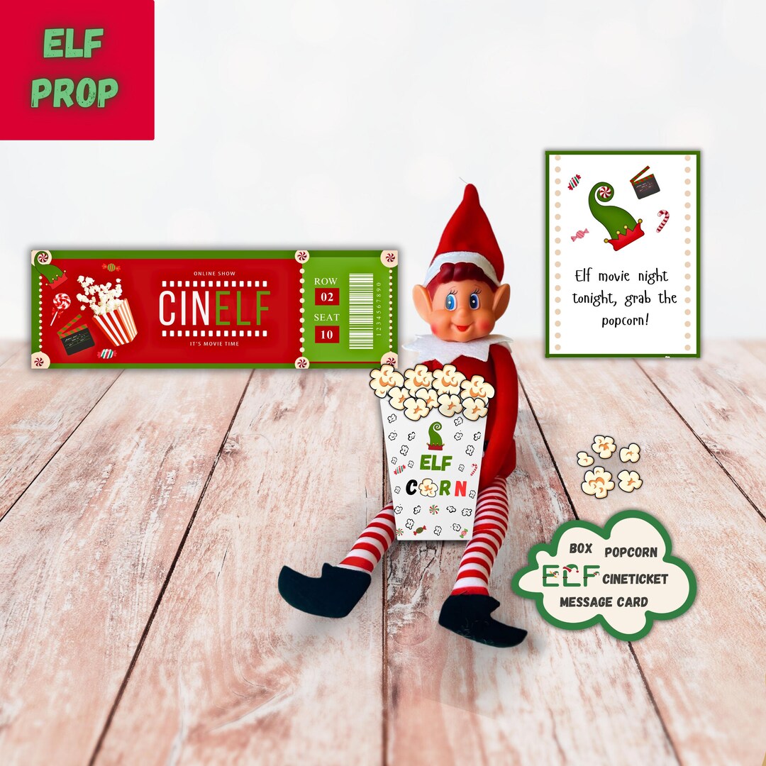 Elf Movie Night Kit Printable DIY Popcorn Box, Cinema Tickets, Elf ...