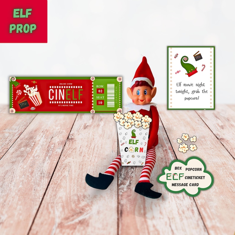 Elf Movie Night Kit Printable DIY Popcorn Box, Cinema Tickets, Elf ...