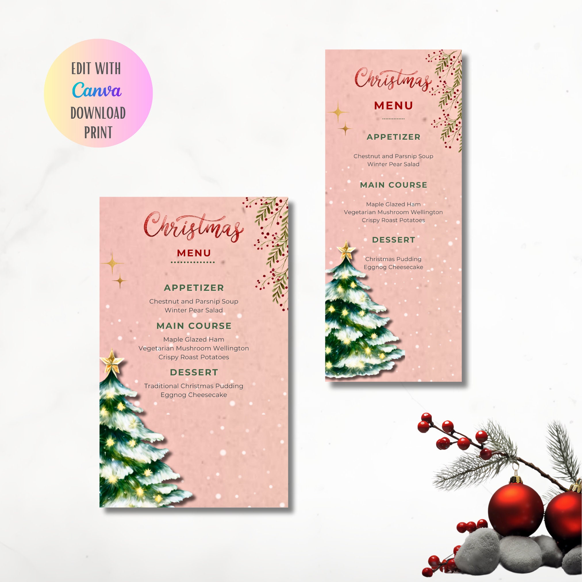 Printable Christmas Menu Card Editable Christmas Tree Template Two ...