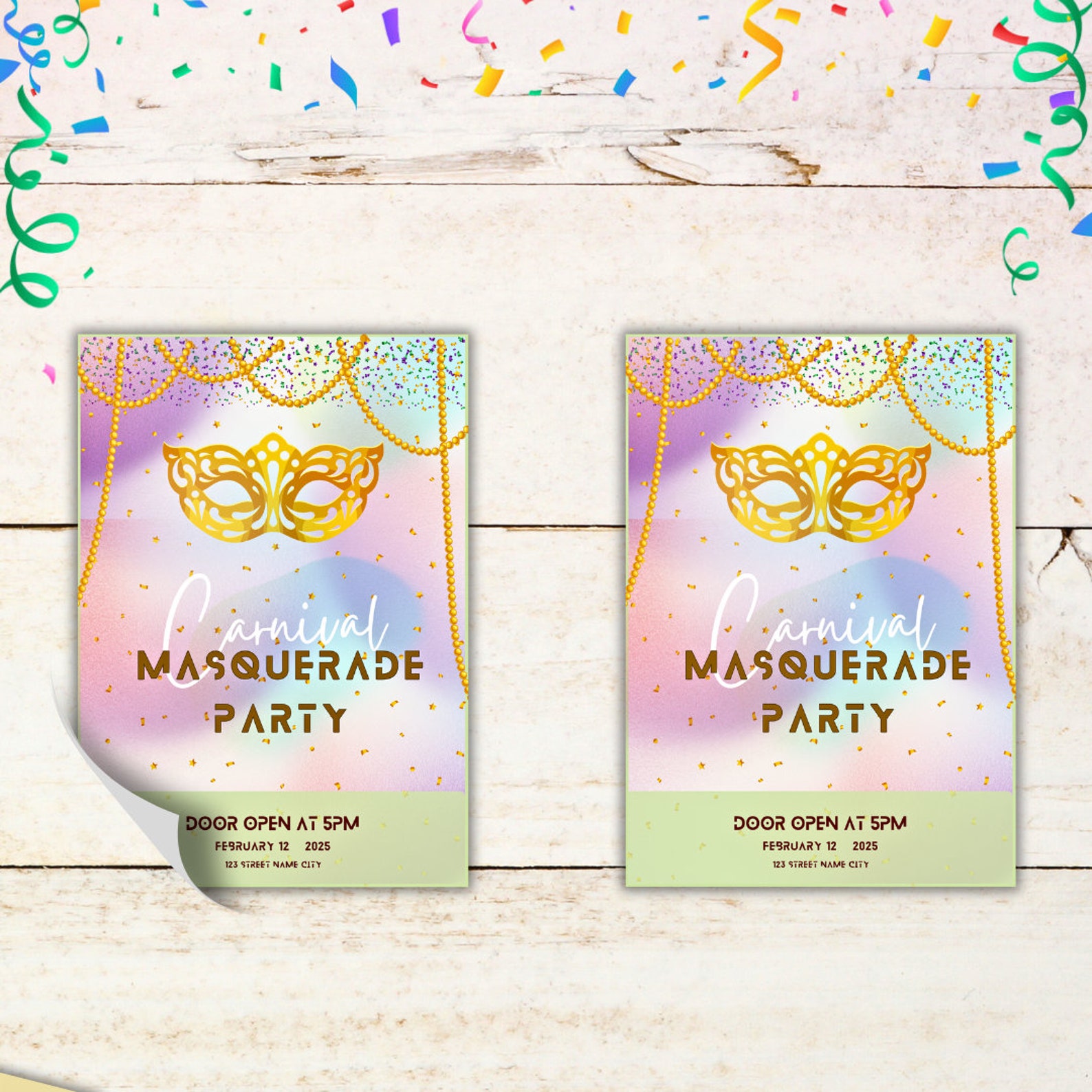 Carnival Masquerade Party Bundle: Editable Flyer + Ticket Templates for ...