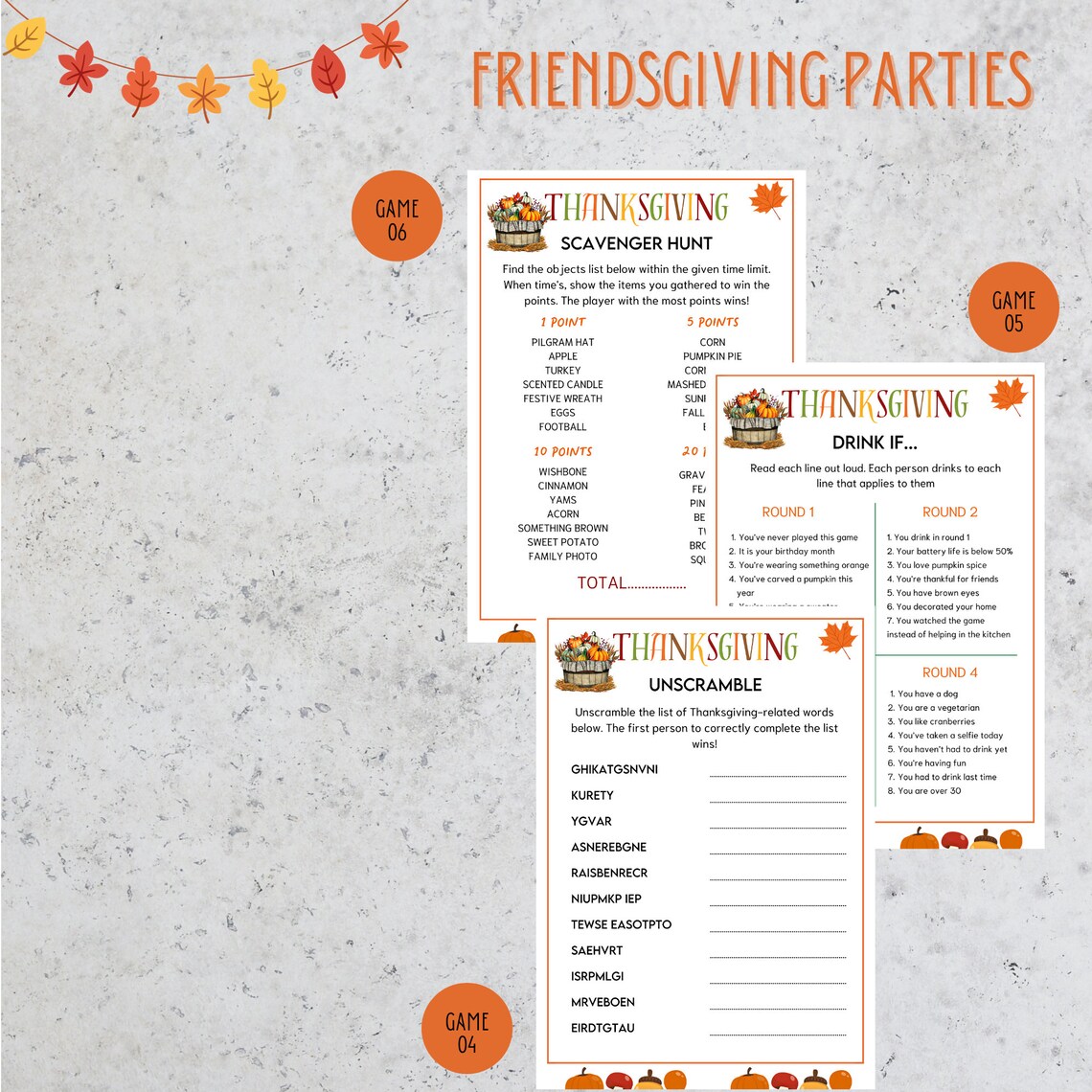 Printable Thanksgiving Games Bundle Editable Template Games for Family ...