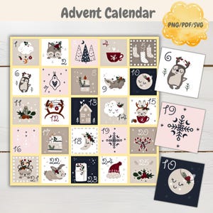 Winter Style Advent Calendar Printable Cards (PDF, PNG, SVG) - Etsy
