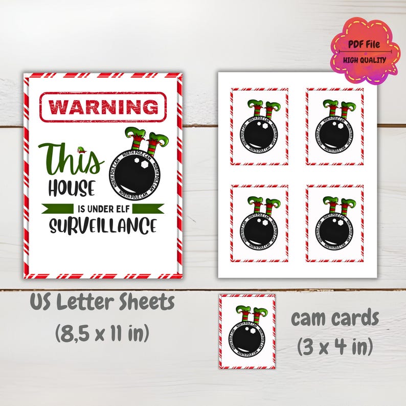 Elf Home Surveillance Kit Printable Elf Camera Cards Elf Creative Props ...
